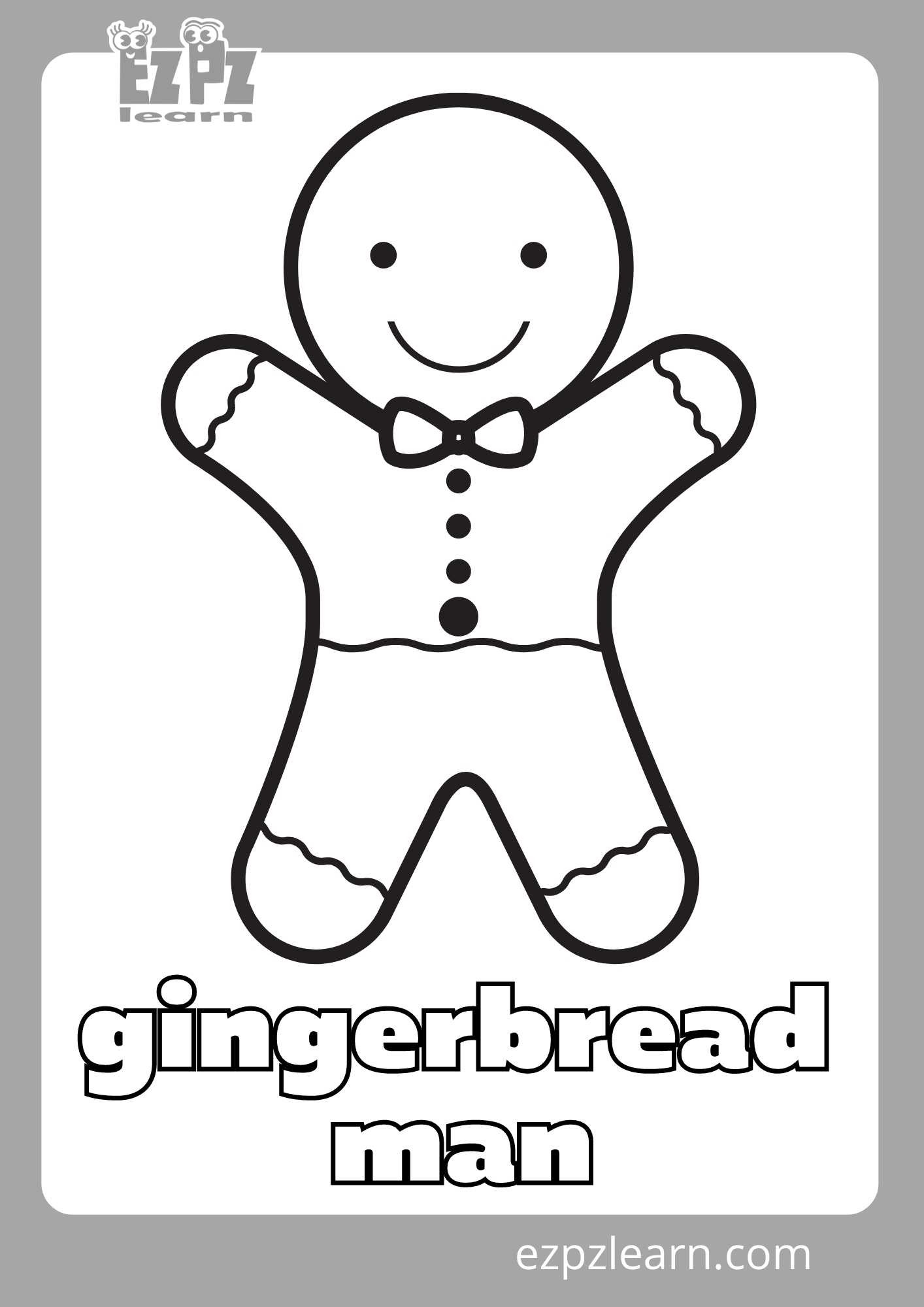 Gingerbread Man Coloring Page - Ezpzlearn.com