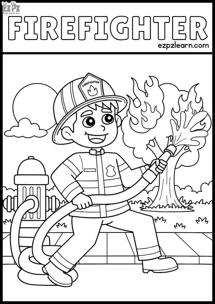 Firefighter Job Interactive Coloring Page. - Color, Download and Print ...