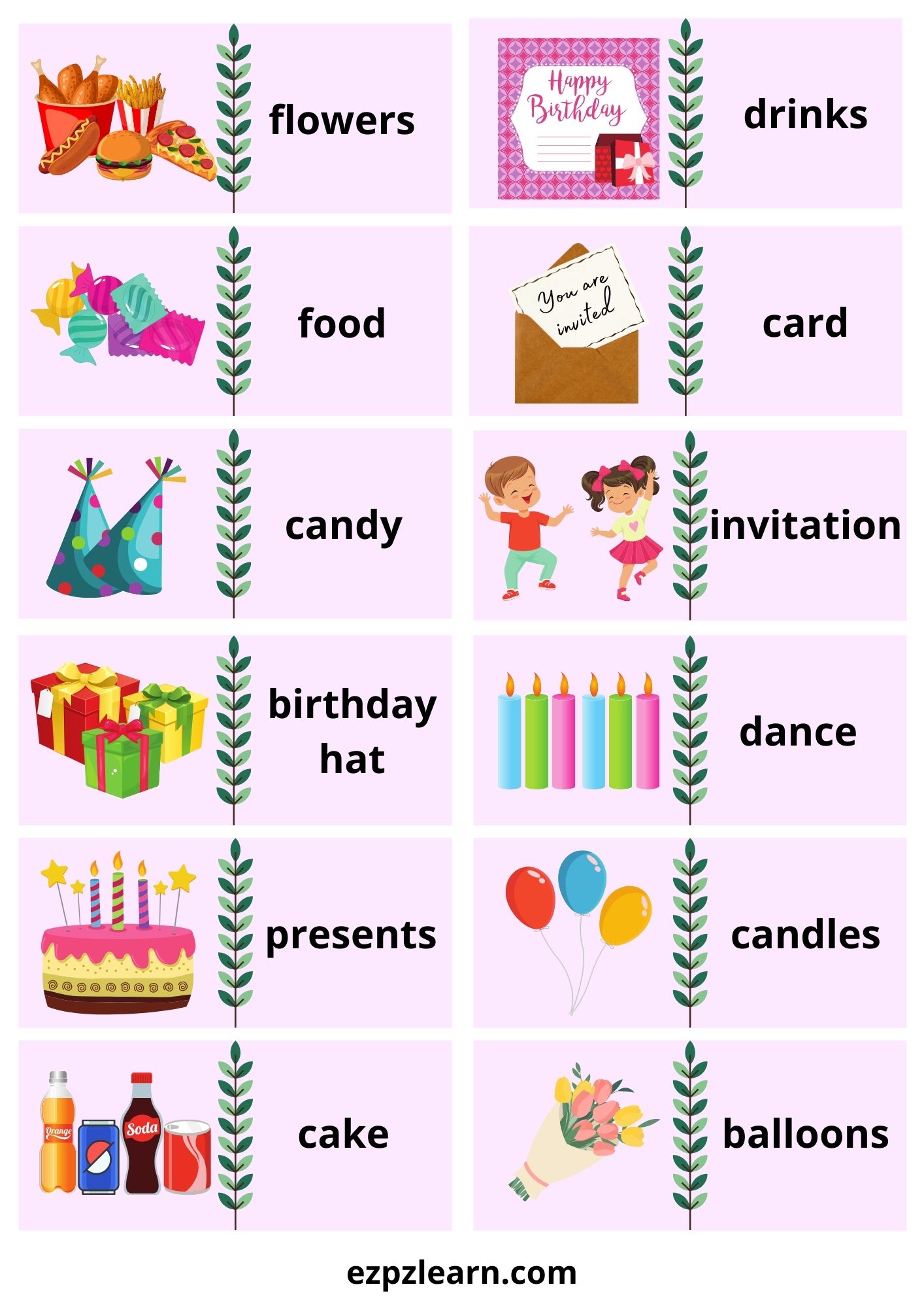 Party Dominoes Game With Words - Ezpzlearn.com