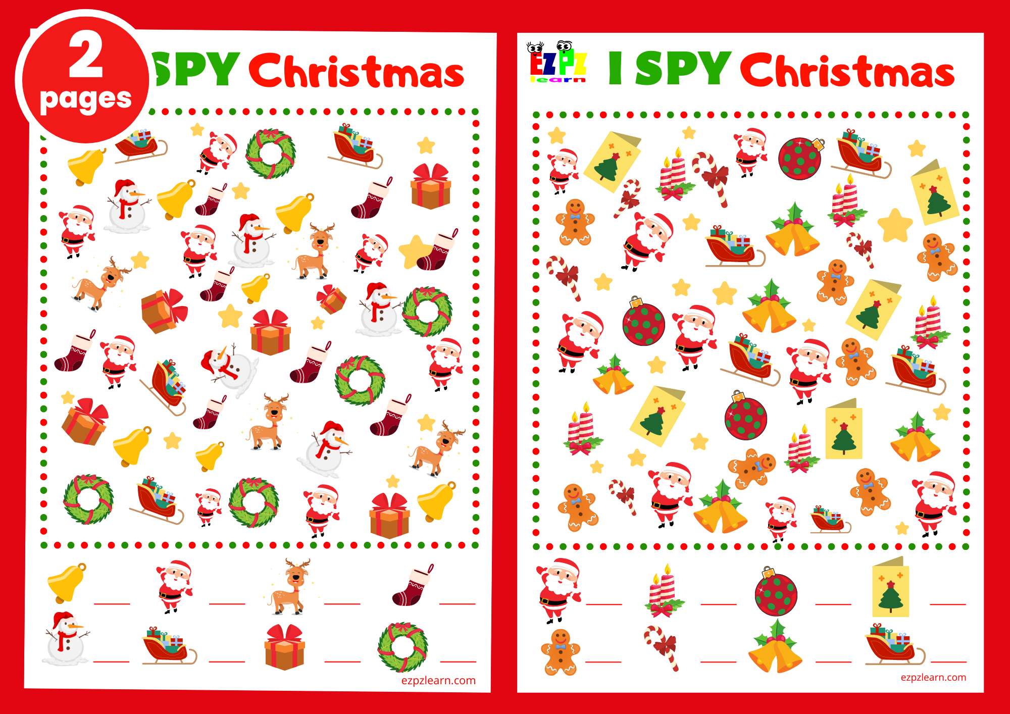 Christmas I Spy - Ezpzlearn.com