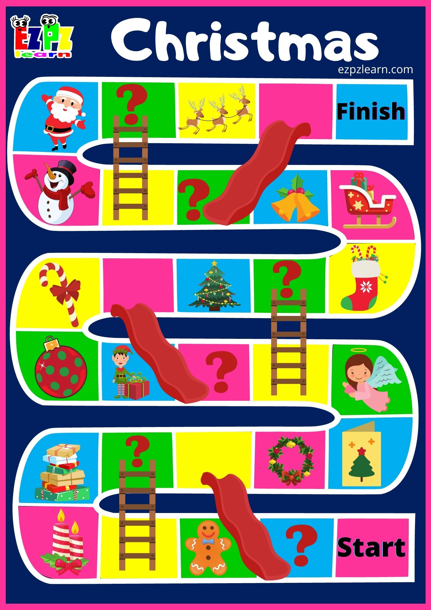 Christmas Slides and Ladders Game - Ezpzlearn.com