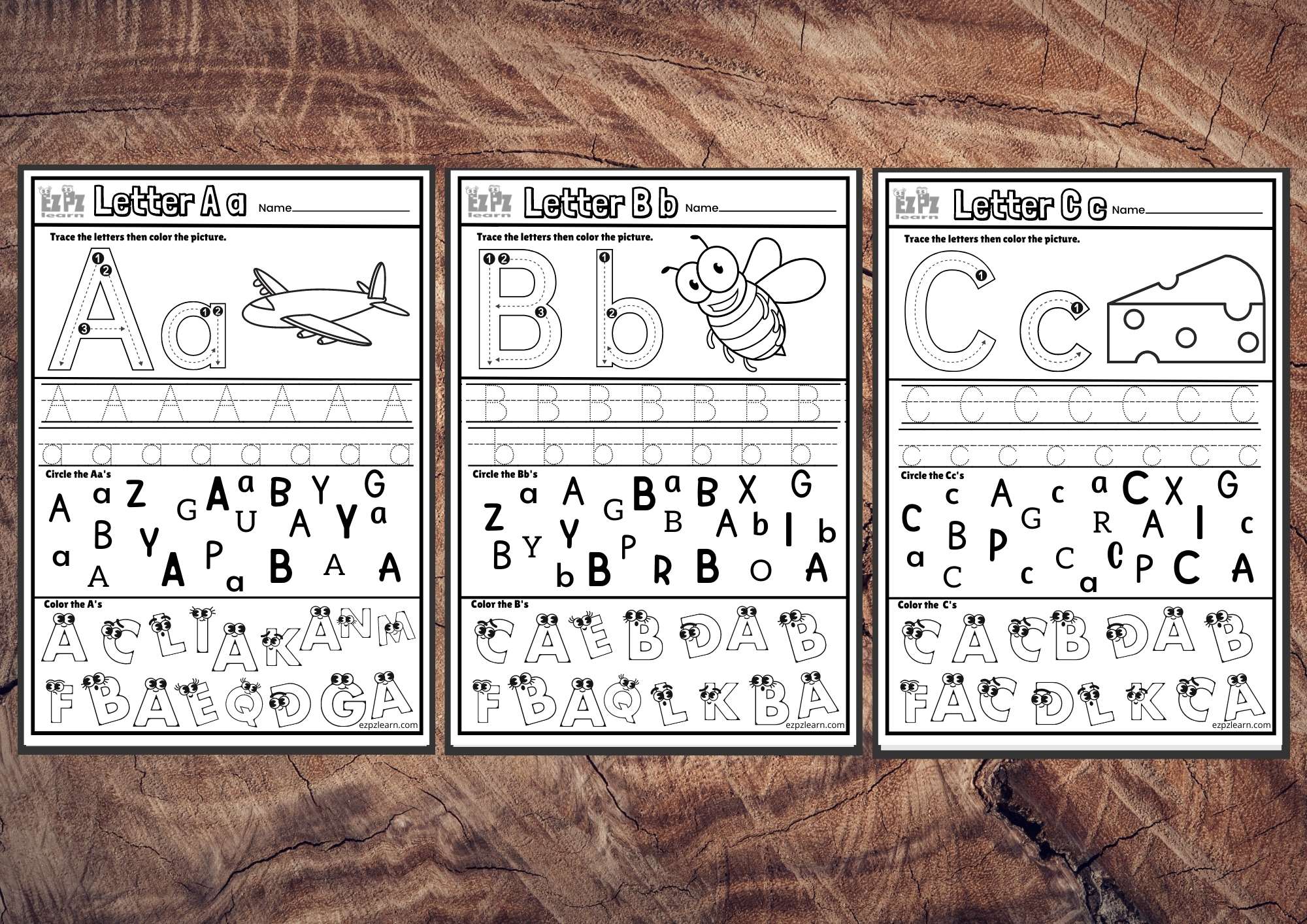 Alphabet Tracing and Coloring - Ezpzlearn.com