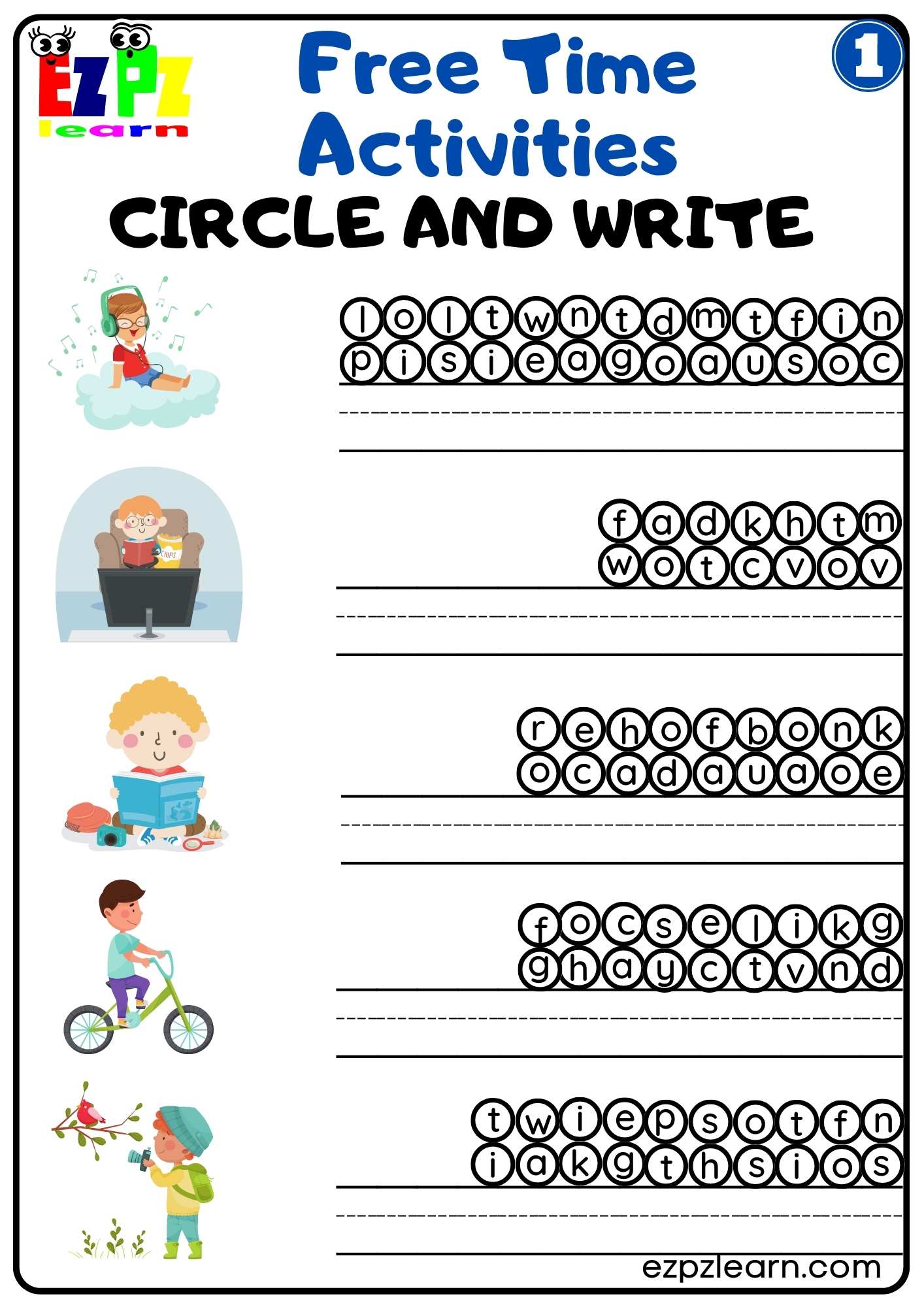 Free time Activities - Ezpzlearn.com