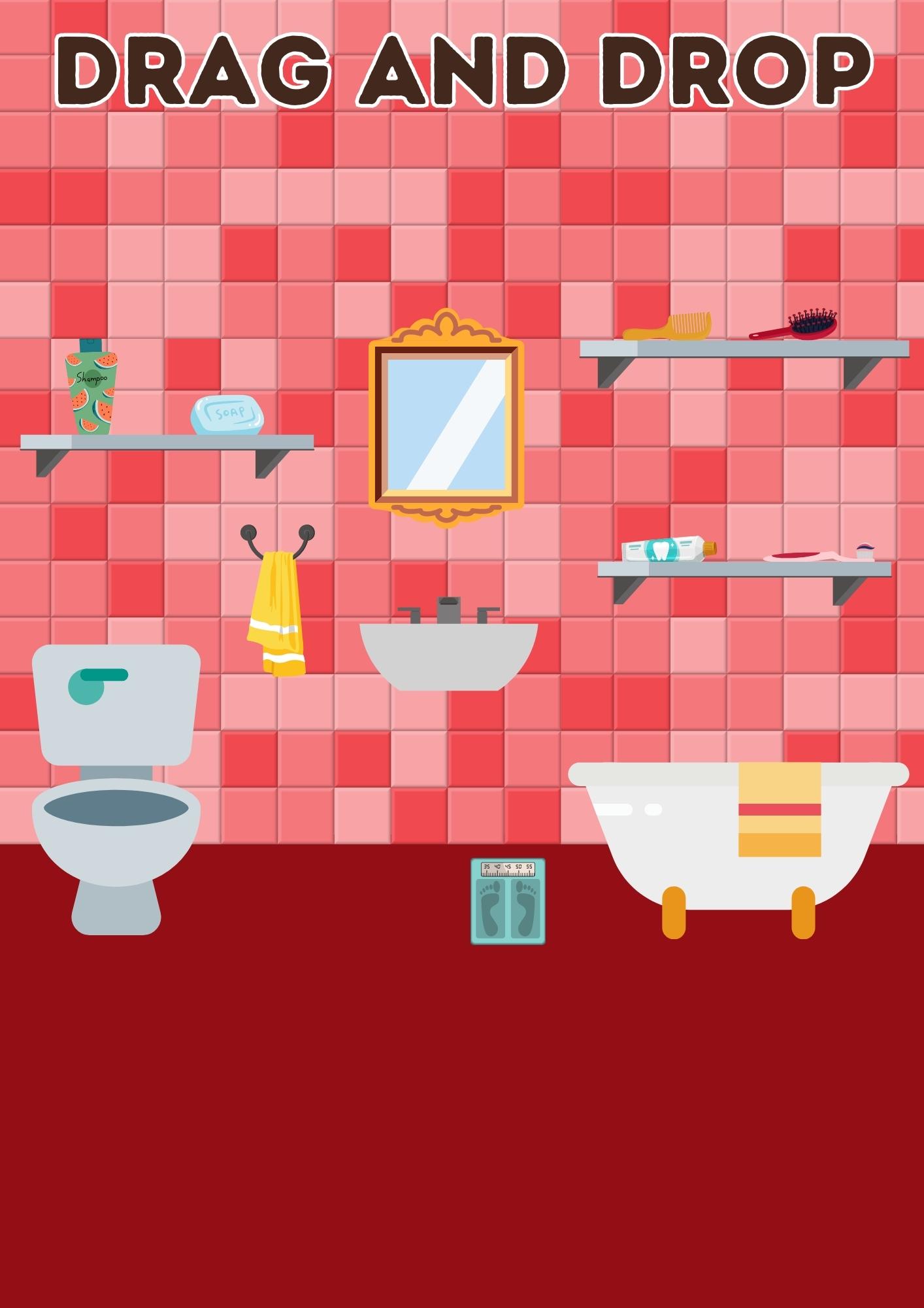 Bathroom Drag and Drop Interactive Worksheet - Ezpzlearn.com