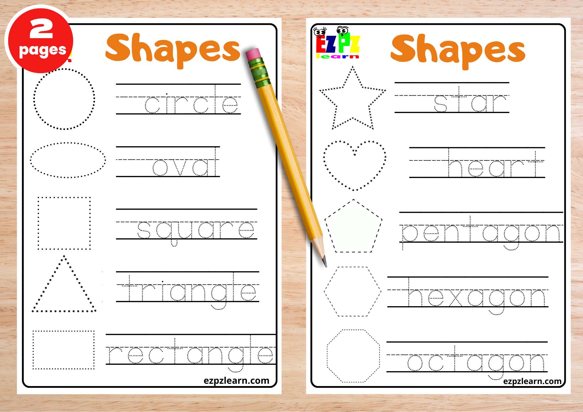 Shapes Trace and Write. Free PDF Download - Ezpzlearn.com