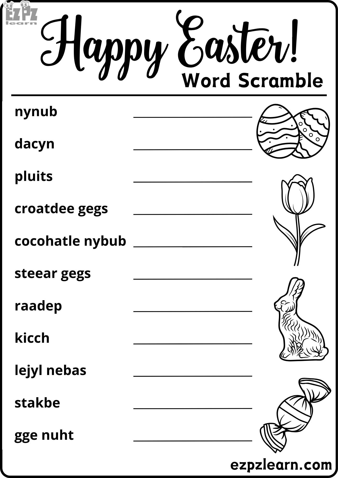 Easter Word Scramble 11 Vocabulary Words Free Download PDF File ...
