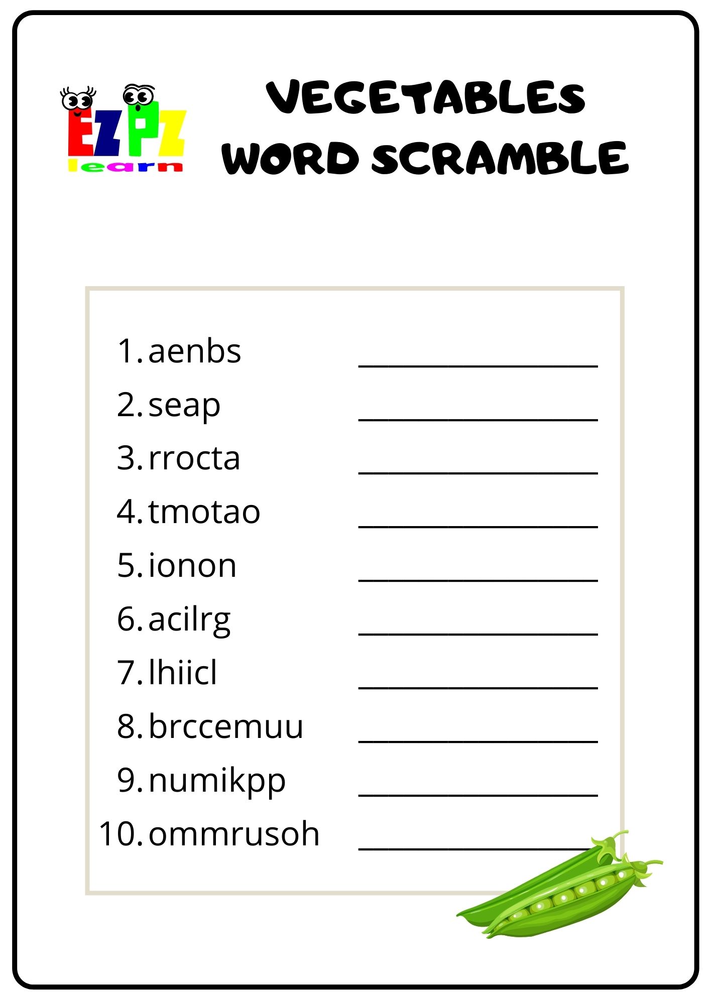 Vegetables - Ezpzlearn.com