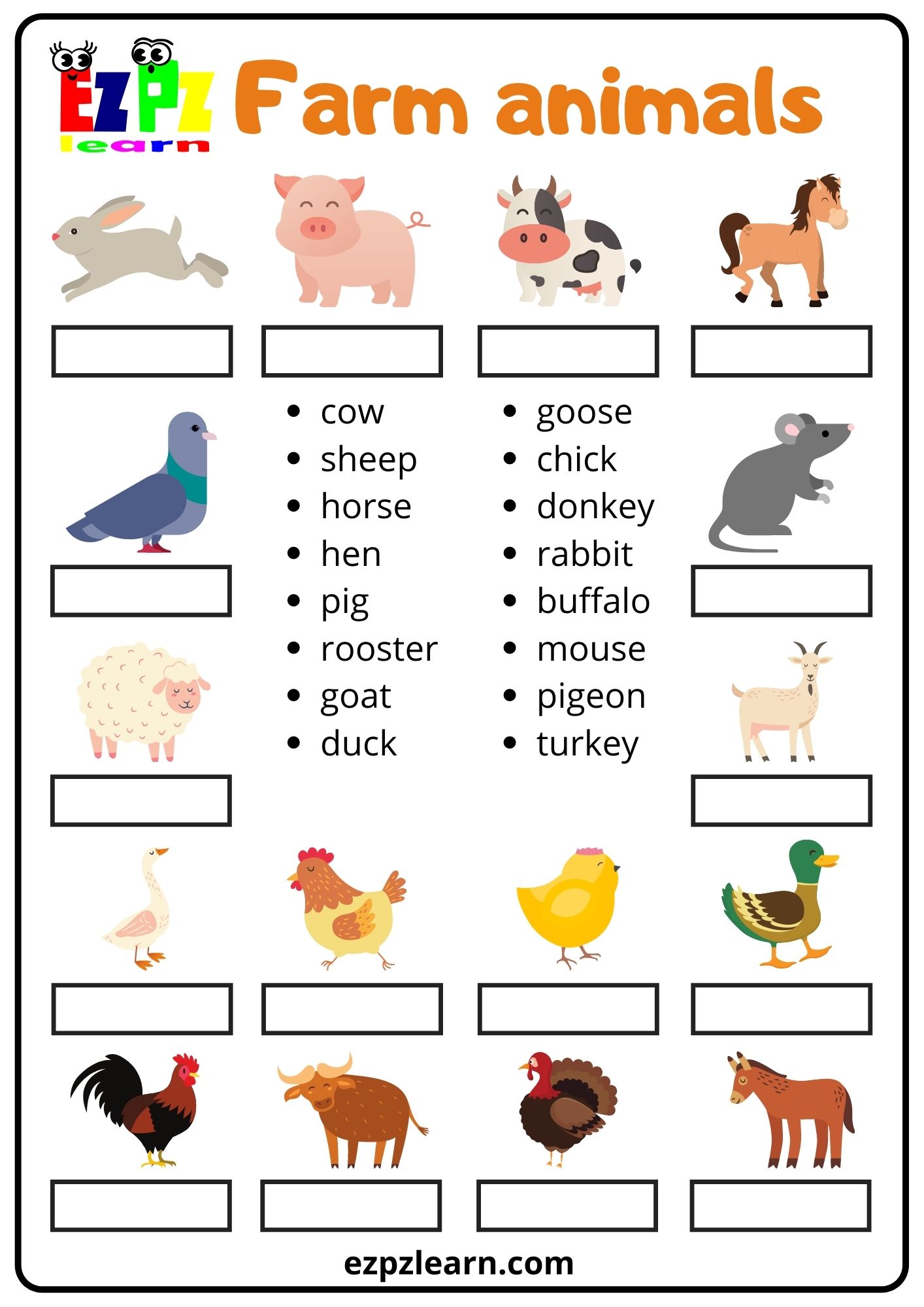 Wild Animals Word Scramble 2 - Ezpzlearn.com